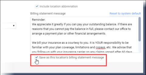 Customizing the Billing Statement Message | Dentrix Ascend