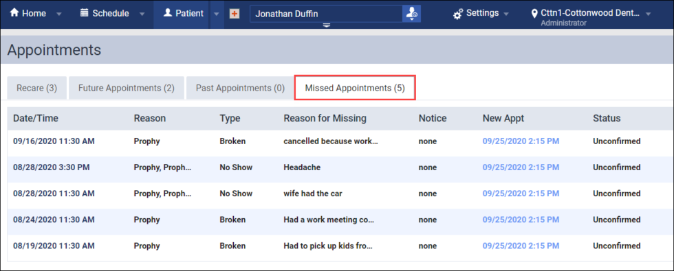 Identifying a Habitual No-show Patient | Dentrix Ascend