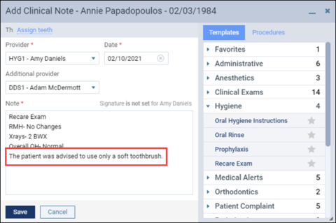 Creating Quick-Picks for Clinical Note Templates | Dentrix Ascend