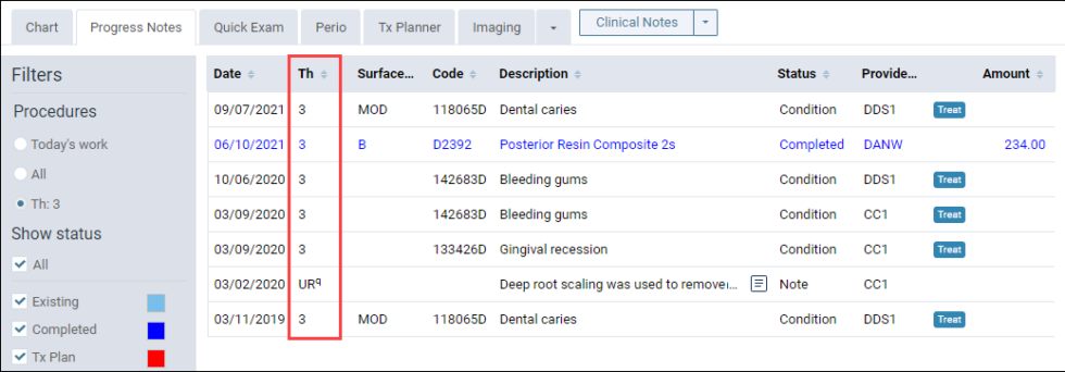 Shortcut to Tooth History | Dentrix Ascend